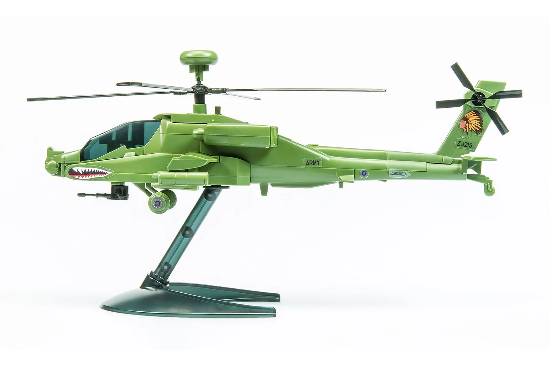 Airfix Quickbuild Apache Helicopter Scaled Plastic Model Kit - Green