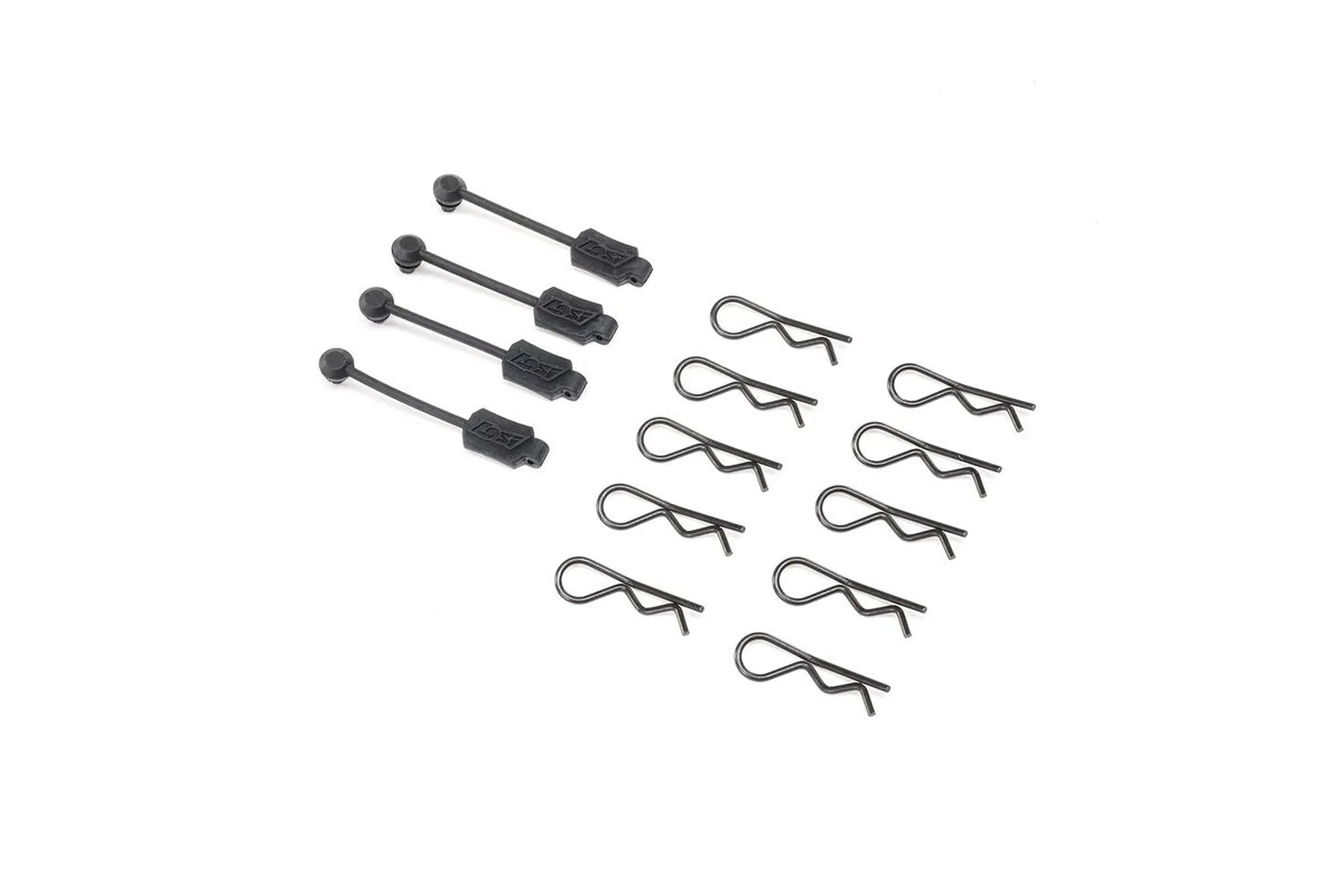 Losi Black Body Pins w/ Clip Retainers 10Pcs