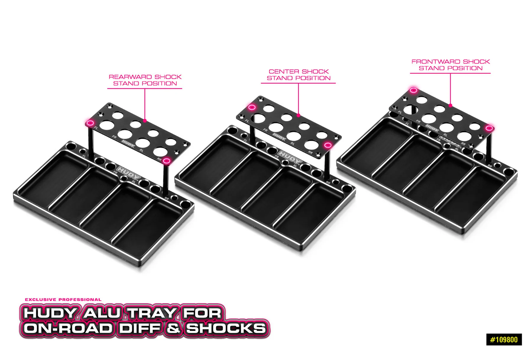 Hudy Black Aluminium Differential & Shocks Tray