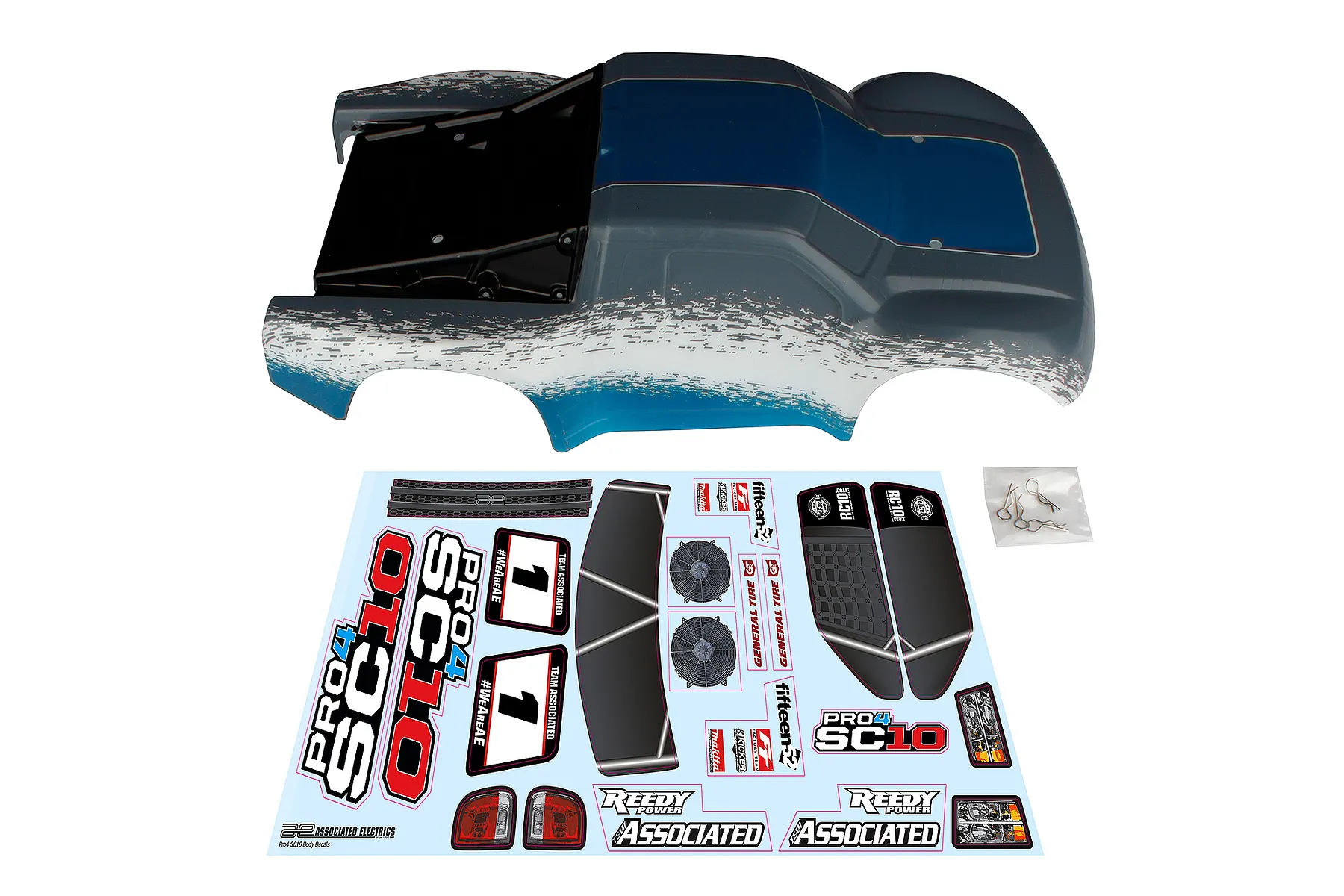 Team Associated 1/10 Pro4 SC10 Contender Painted Body Shell - Blue/Black