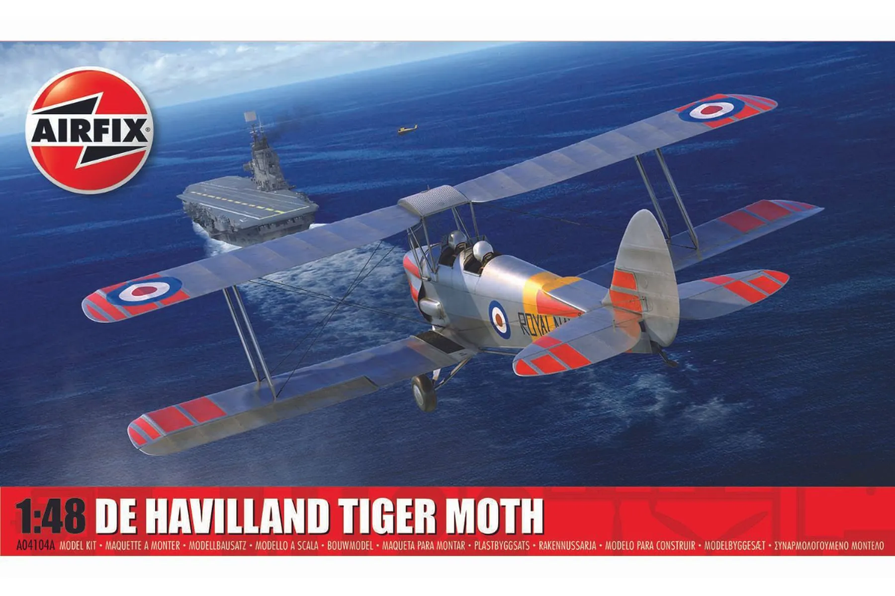 Airfix 1/48 De Havilland Tiger Moth Trainer Scaled Plastic Model Kit