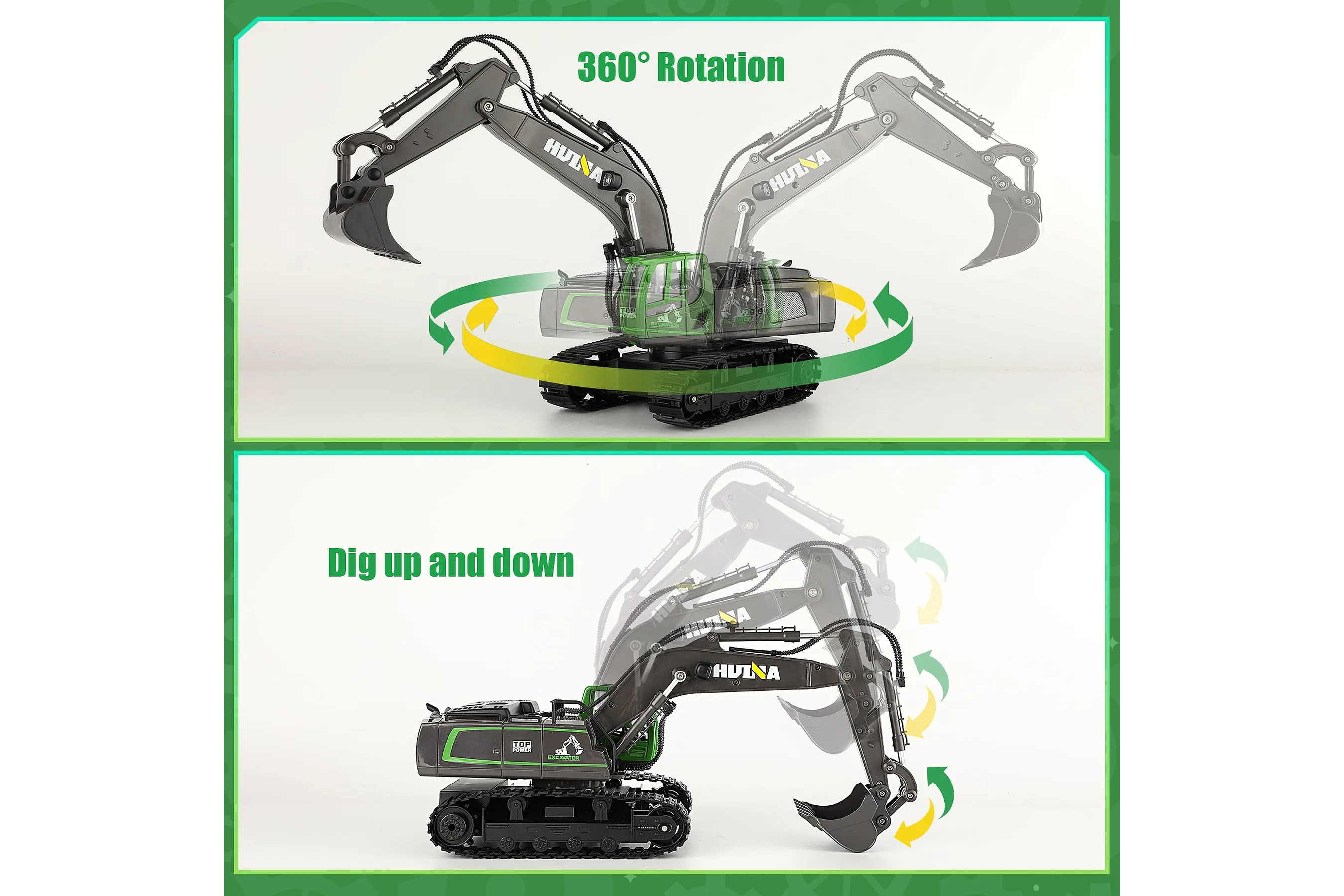 HuiNa 1558 Excavator RC Construction Vehicle Electric 1/18 Scale RTR ...