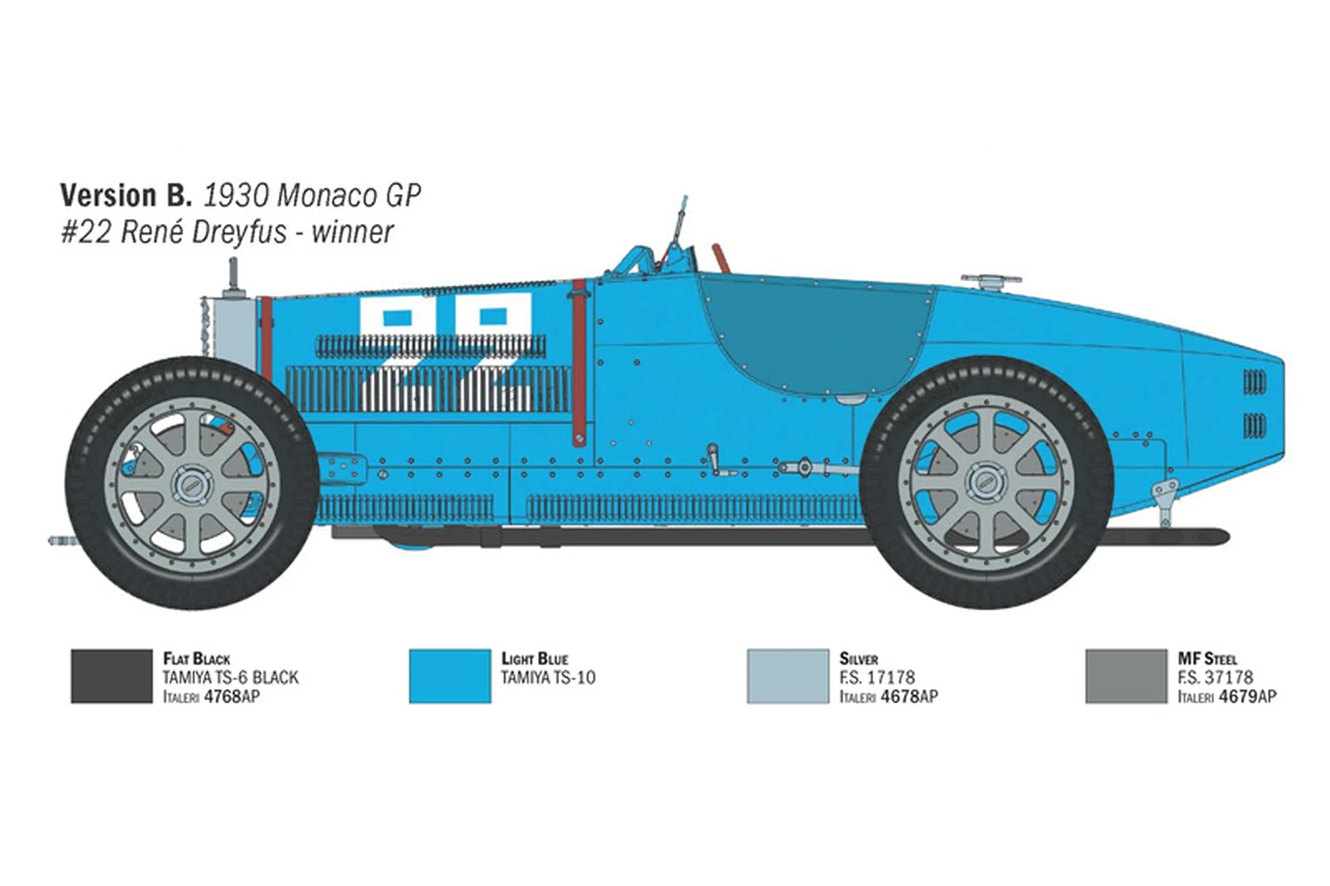 Italeri 1/12 Bugatti Type 35B 1929 Targa Floria/1930 Monaco GP Car ...