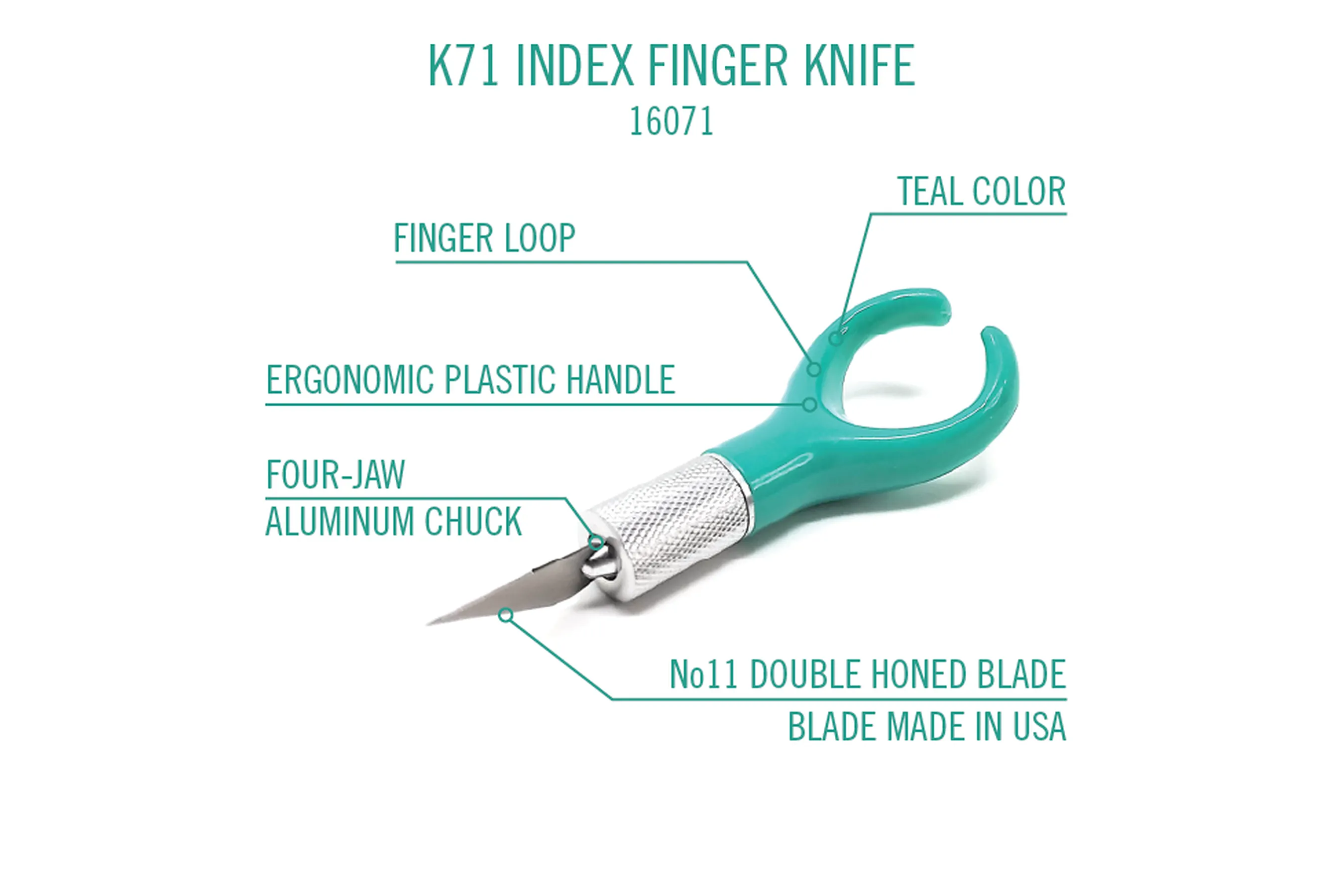 Excel Tools Excel Blades Finger Knife - Index Fingertip Craft Knife - Green