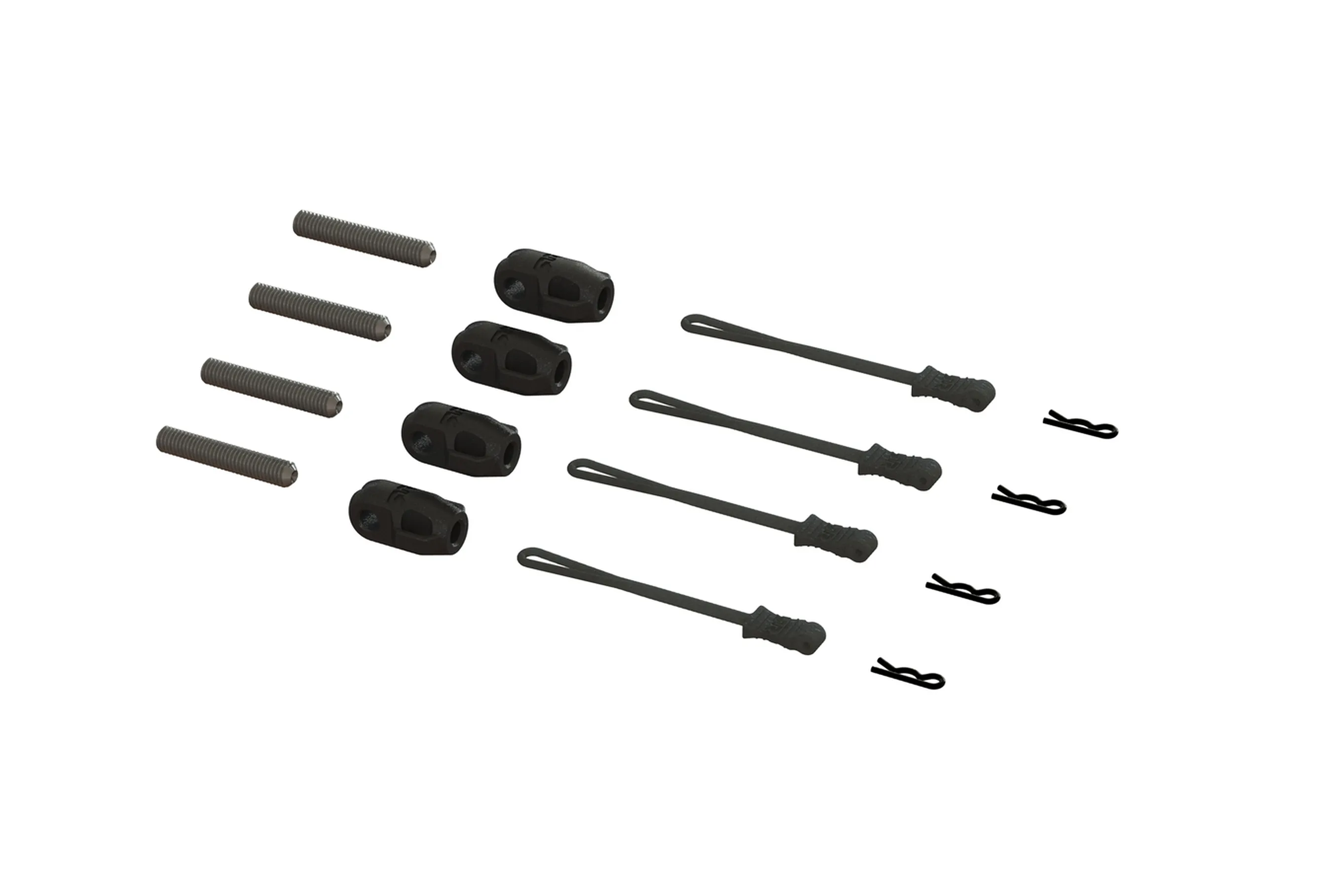 ARRMA 1/5 8S BLX Centre Chassis Brace Rod Ends w/ Pins & Retainers 4Pcs