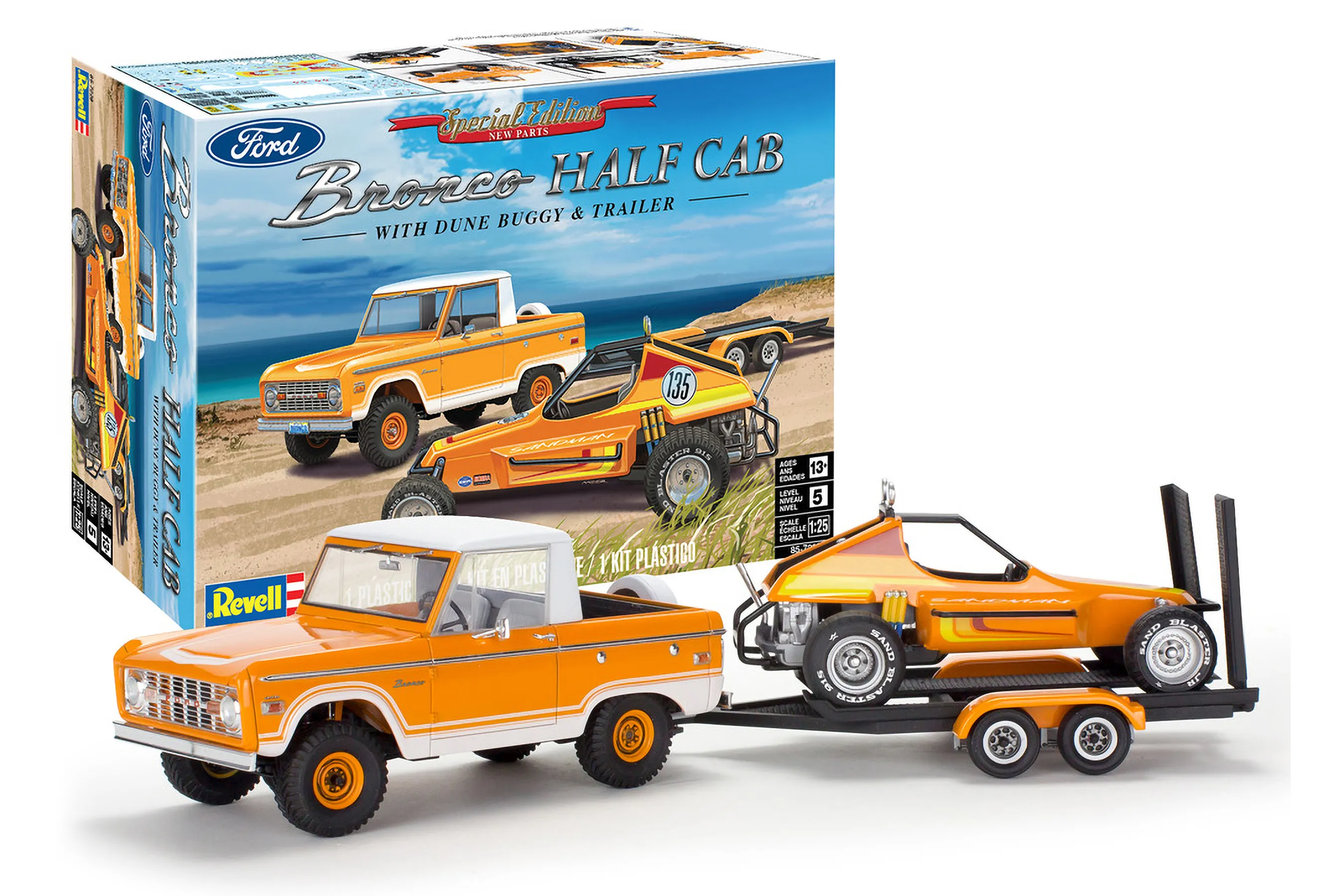 Revell 1/25 1965 Ford Bronco Sandman II Half Cab Scaled Plastic Model Kit