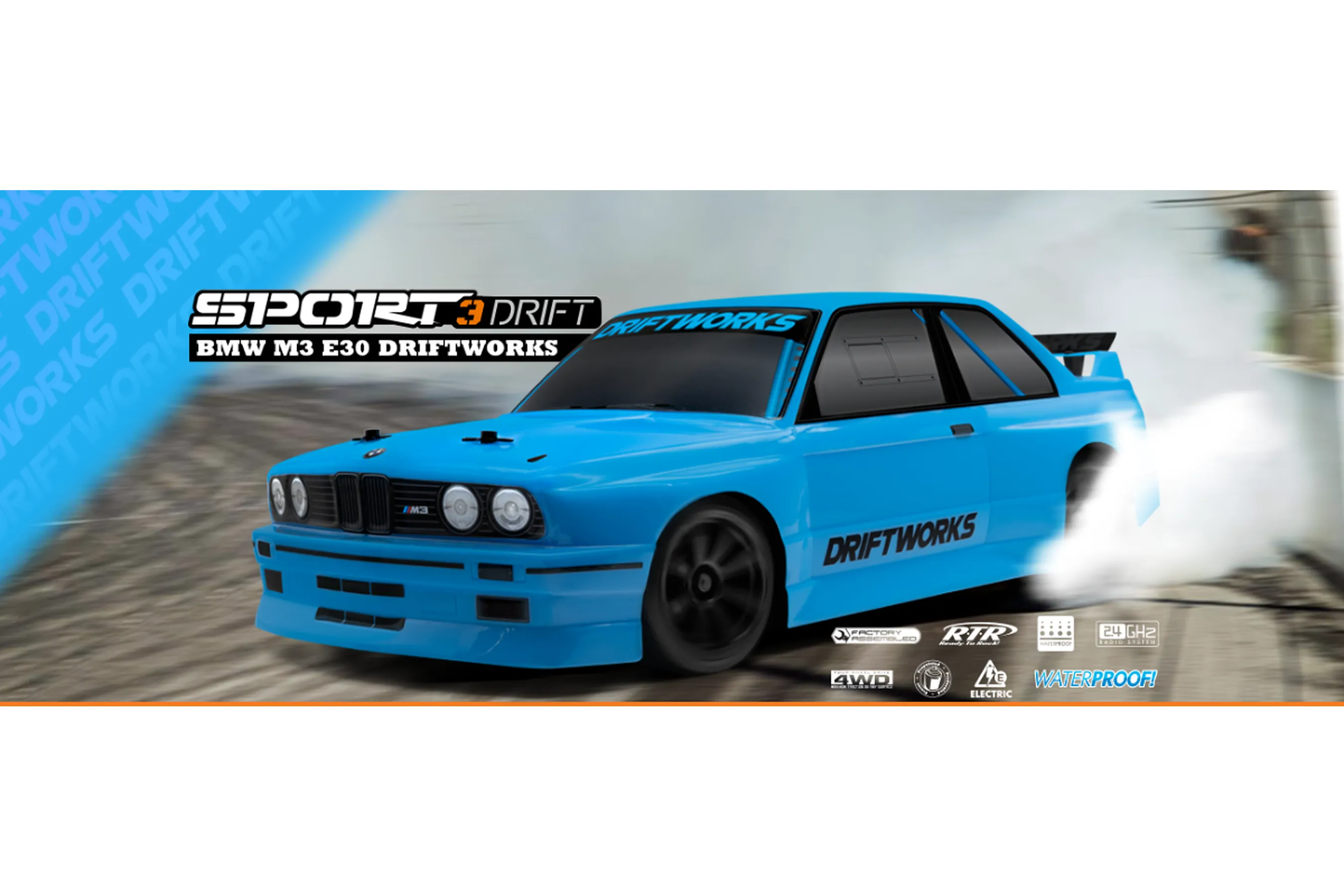 HPI Sport 3 Drift BMW M3 E30 Driftworks RC Drift Car Electric 4WD 1/10 ...