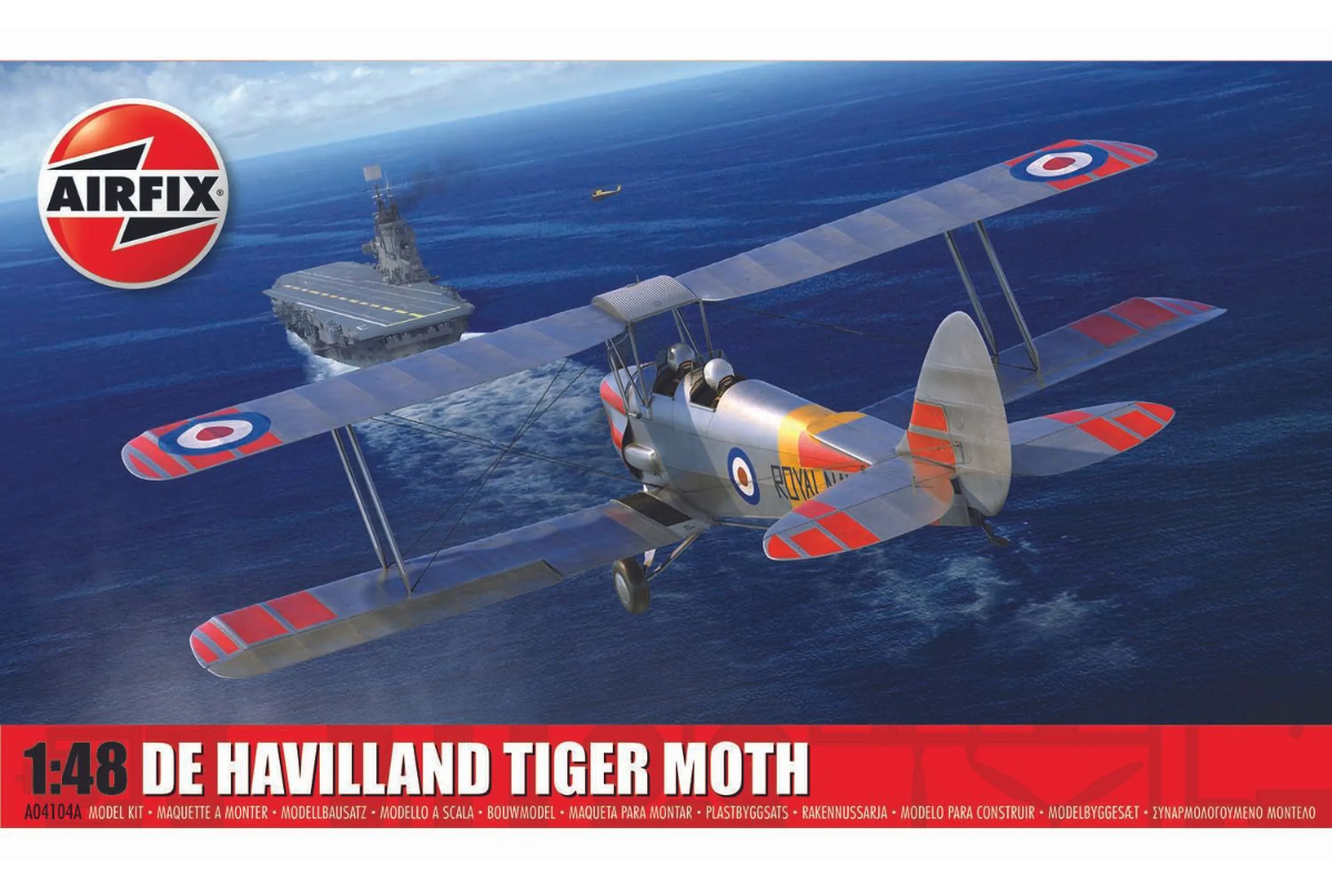 Airfix 1/48 De Havilland Tiger Moth Trainer Scaled Plastic Model Kit