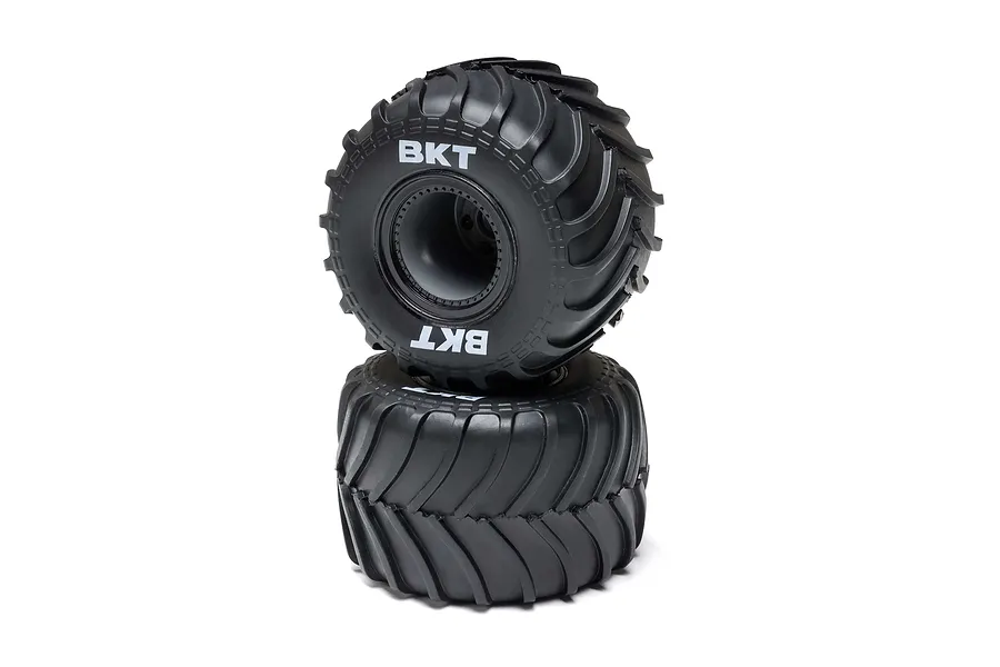 Losi MT Tires, Black Beadlock, Premounted (2): Mini LMT