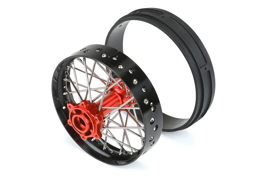 Pro-Line 1/4 Pro-Spec Aluminum V2 Bead Rear Wheel Black/Red (1): Promoto-MX
